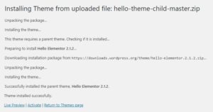 How to download and activate Elementor hello child theme